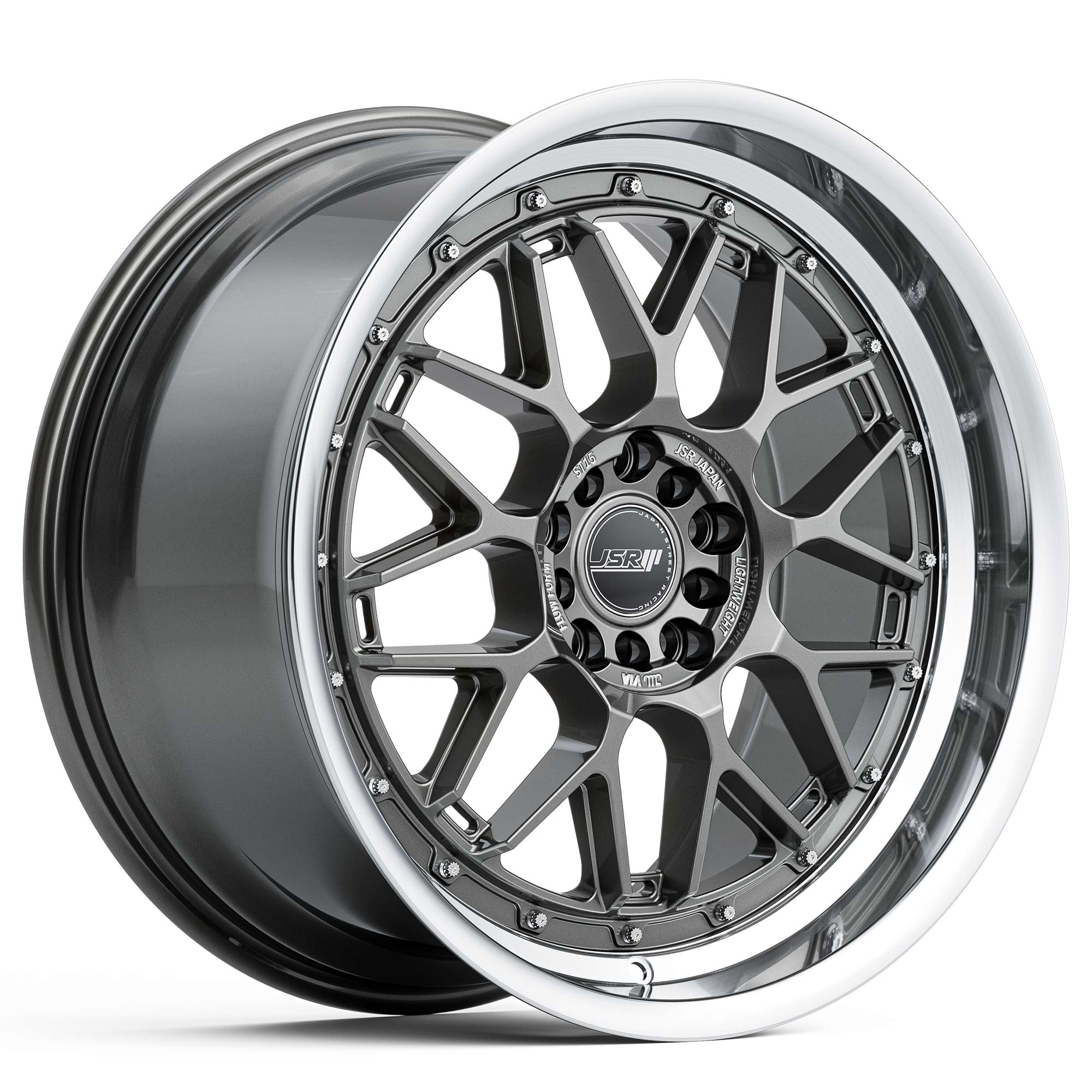 JSR ST15 GUNMETAL GREY MACHINED LIP 19X8.5 5X110 WHEEL - Wheel Zone